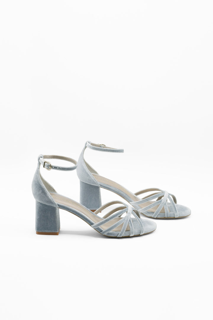 flordeasoka | LOU 6 AZURE | Light blue velvet sandals for women