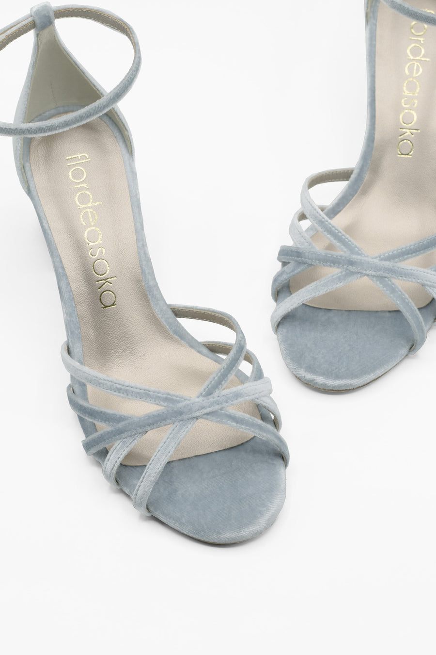flordeasoka | LOU 6 AZURE | Light blue velvet sandals for women
