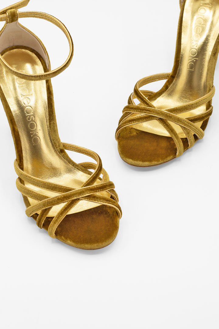 flordeasoka | LOU 9 AMBER | Luxury golden velvet heels